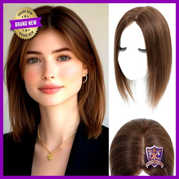 Accessories | Human Hair Topper Mono Base Add Volume No Bangs Thinning ...